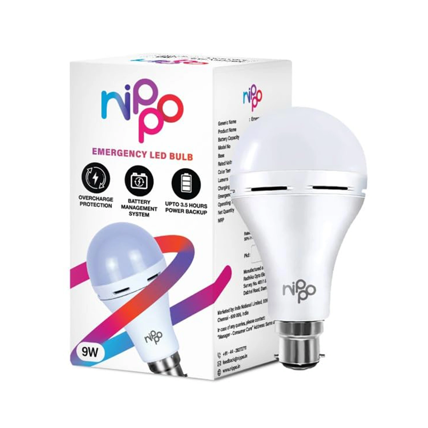Nippo Rechargeable Emergency LED Bulb - 9W (Cool Day Light) Voltage ...