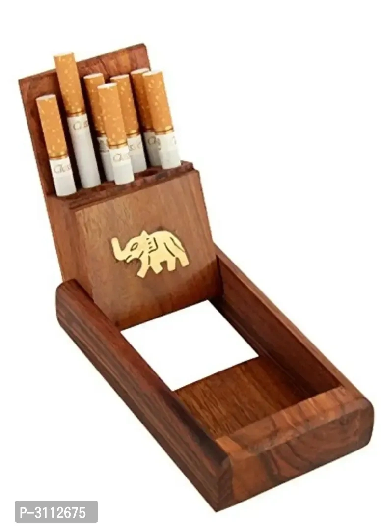 Wooden Pocket Cigarette Case Holder Stand Hand Carved Elephant Design ...