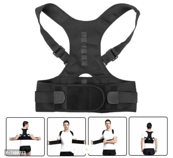 Unisex Magnetic Back Brace Posture Corrector Therapy Shoulder Belt for ...
