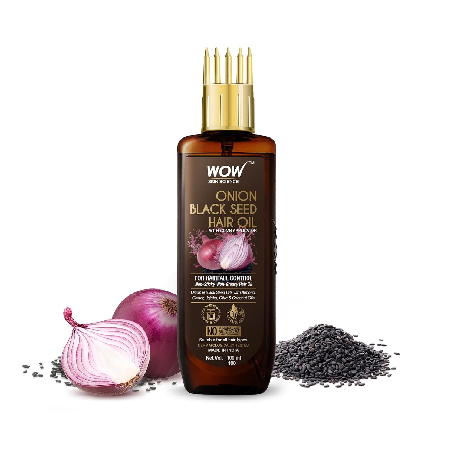 Buy Wow Skin Science Onion Black Seed Hair Oil With Comb 100Ml Online