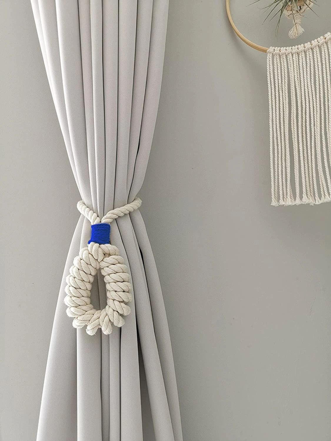 Set of 2 - Macrame Curtain Tieback, Marine, Nautica, Curtain Holder Holdback, Modern Window ...