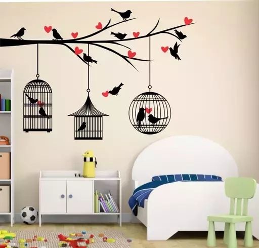 Birds Cages Love PVC Vinyl Wall Sticker SIZE 85 X 121 CM Wall Stickers Wall
