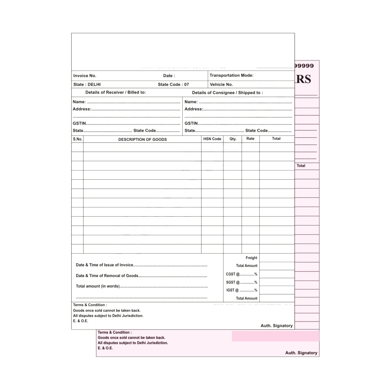 GST Bill Book / Invoice