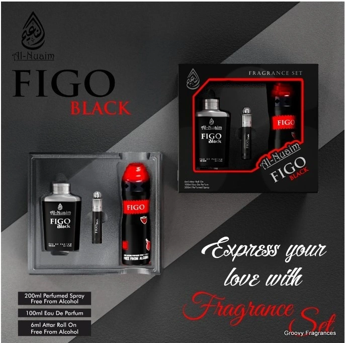 Buy Al Nuaim Black Figo Fragrance Set 3 In 1 | Alcohol Free