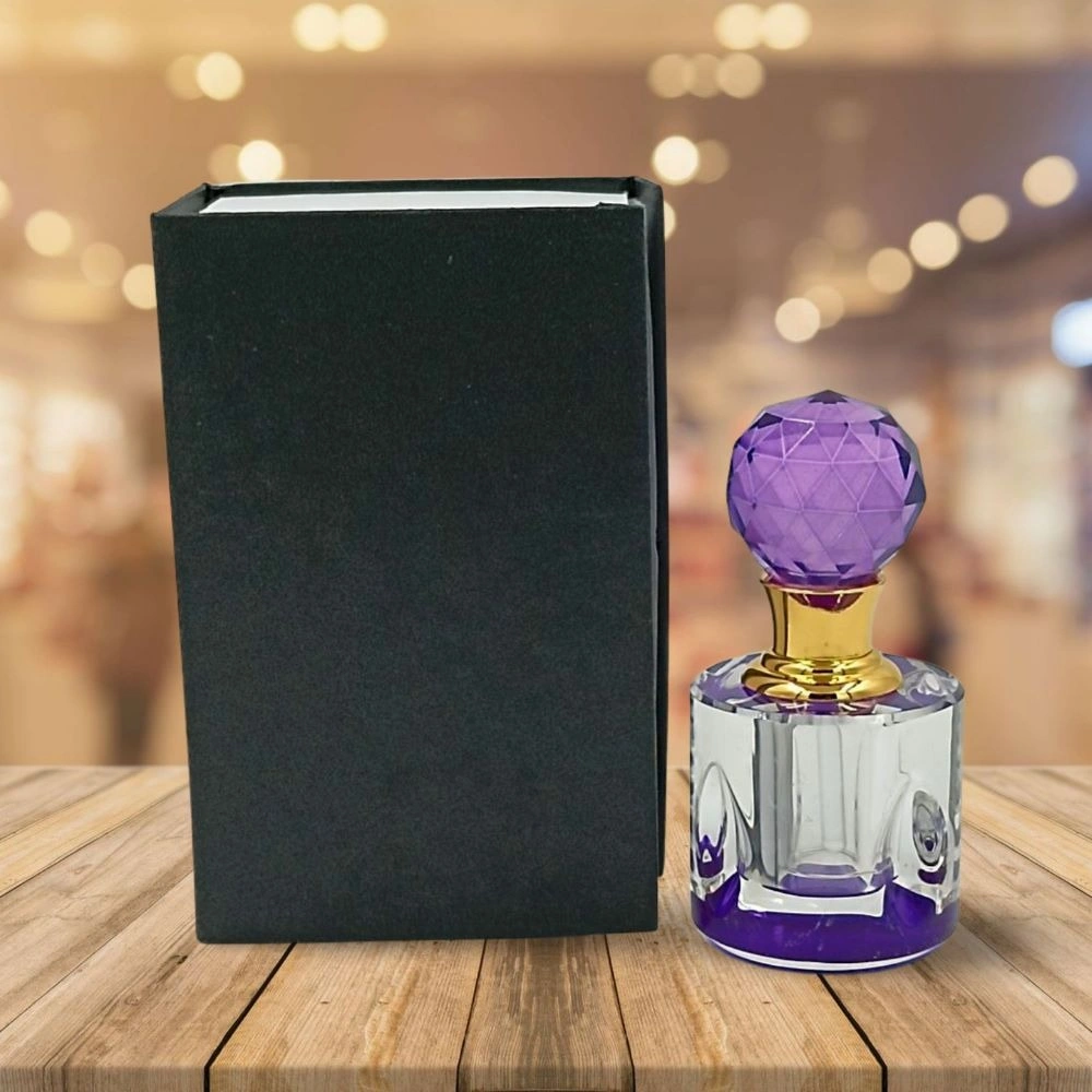 Exclusive Designer Crystal Empty Attar Bottle 3ml with Box - D13-Purple
