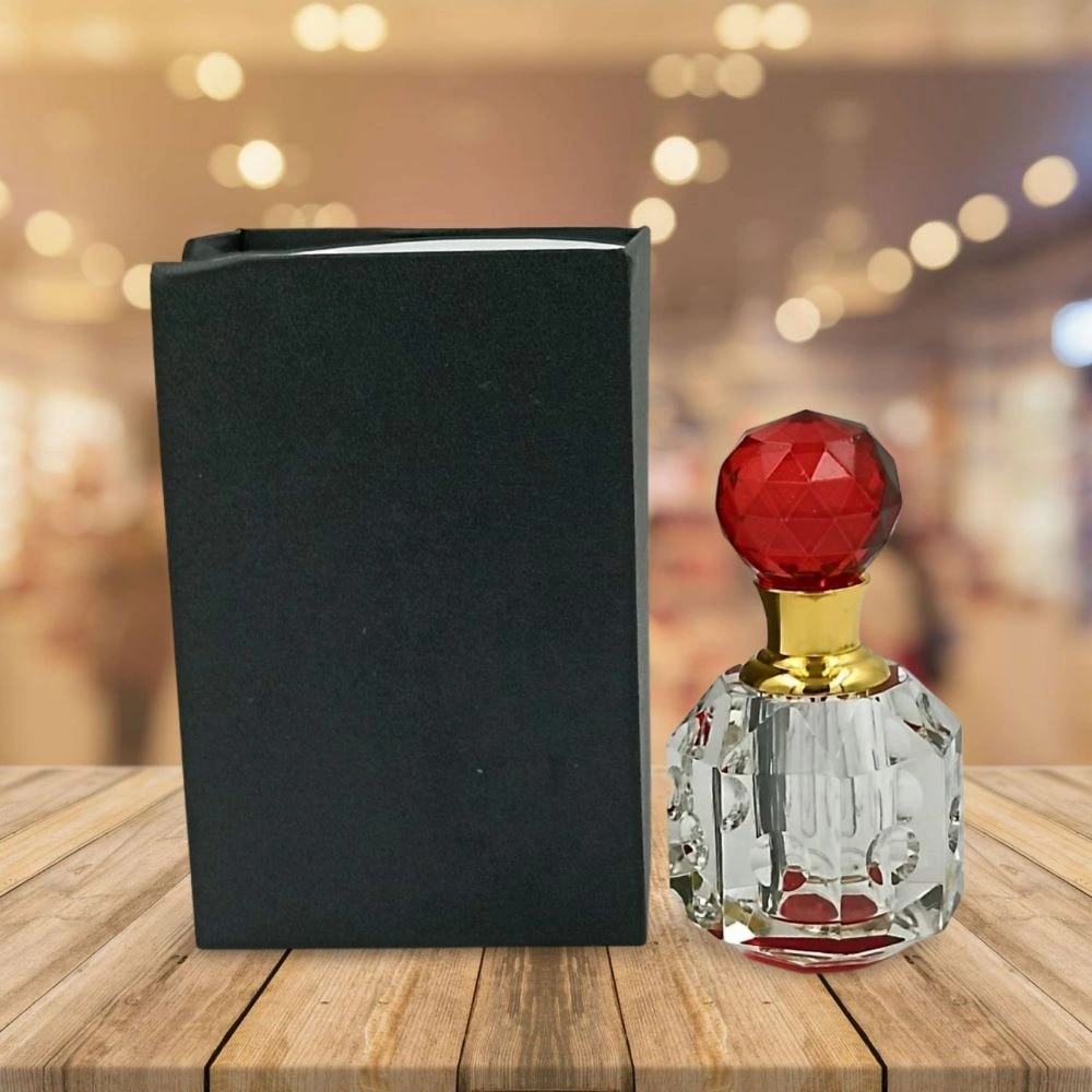 Exclusive Designer Crystal Empty Attar Bottle 6ml with Box - D1-Red