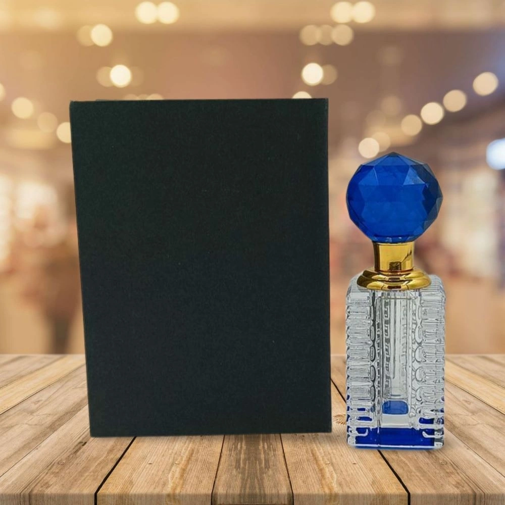Exclusive Designer Crystal Empty Attar Bottle 12ml with Box - D5-Blue