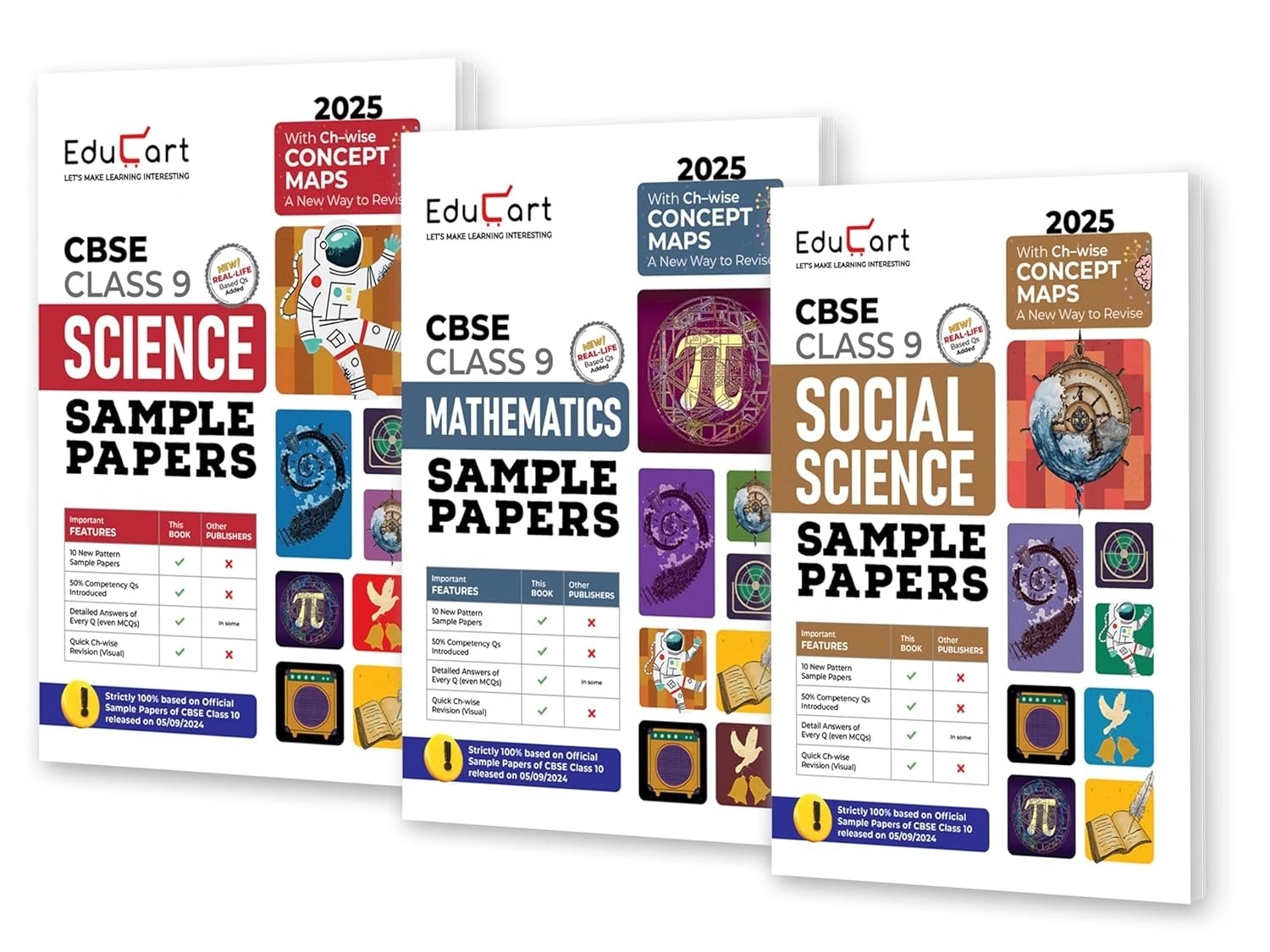 Educart (SCIENCE, MATHS, SOCIAL SCIENCE) Sample Papers 2024-25 - Class ...