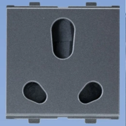 Anchor Penta Modular Twin Socket 6/16A- Graphite Grey