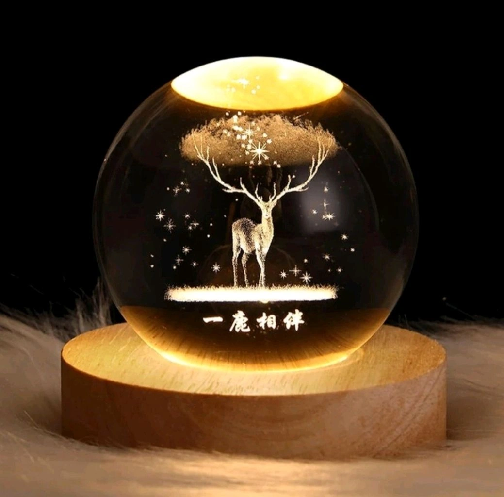 Deer Crystal Globe Night Light – Eternal Forest Glow