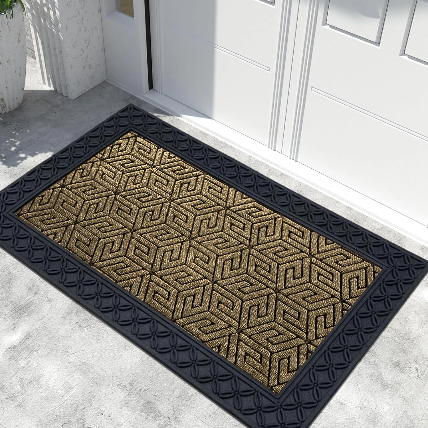 Luxe Home Cube Rubber Coir Door Mat Anti-Slip Doormat for Indoor and ...
