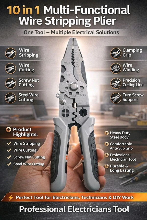 New 10in1 Multi Functional Wire Stripping Plier (One Tool Multiple ...