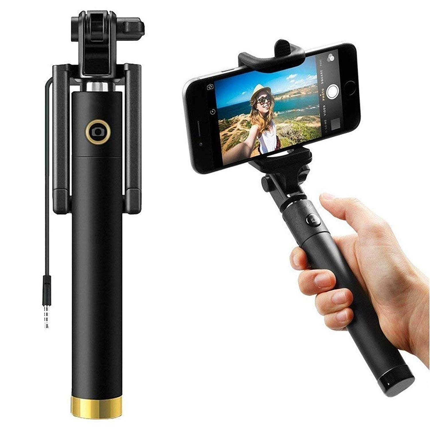 "Selfie Stick Adjustable Extendable Selfie Stick with Bluetooth Remote ...