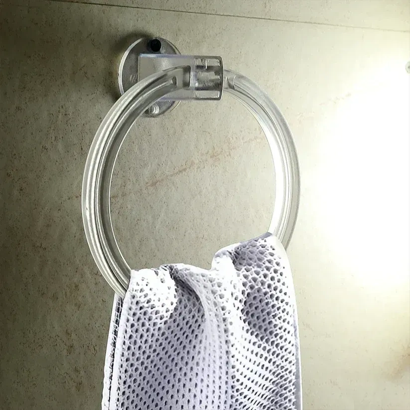 ROUND TOWEL HOLDER, Unbreakable ABS Round Towel Ring Wall Mounted Stand ...