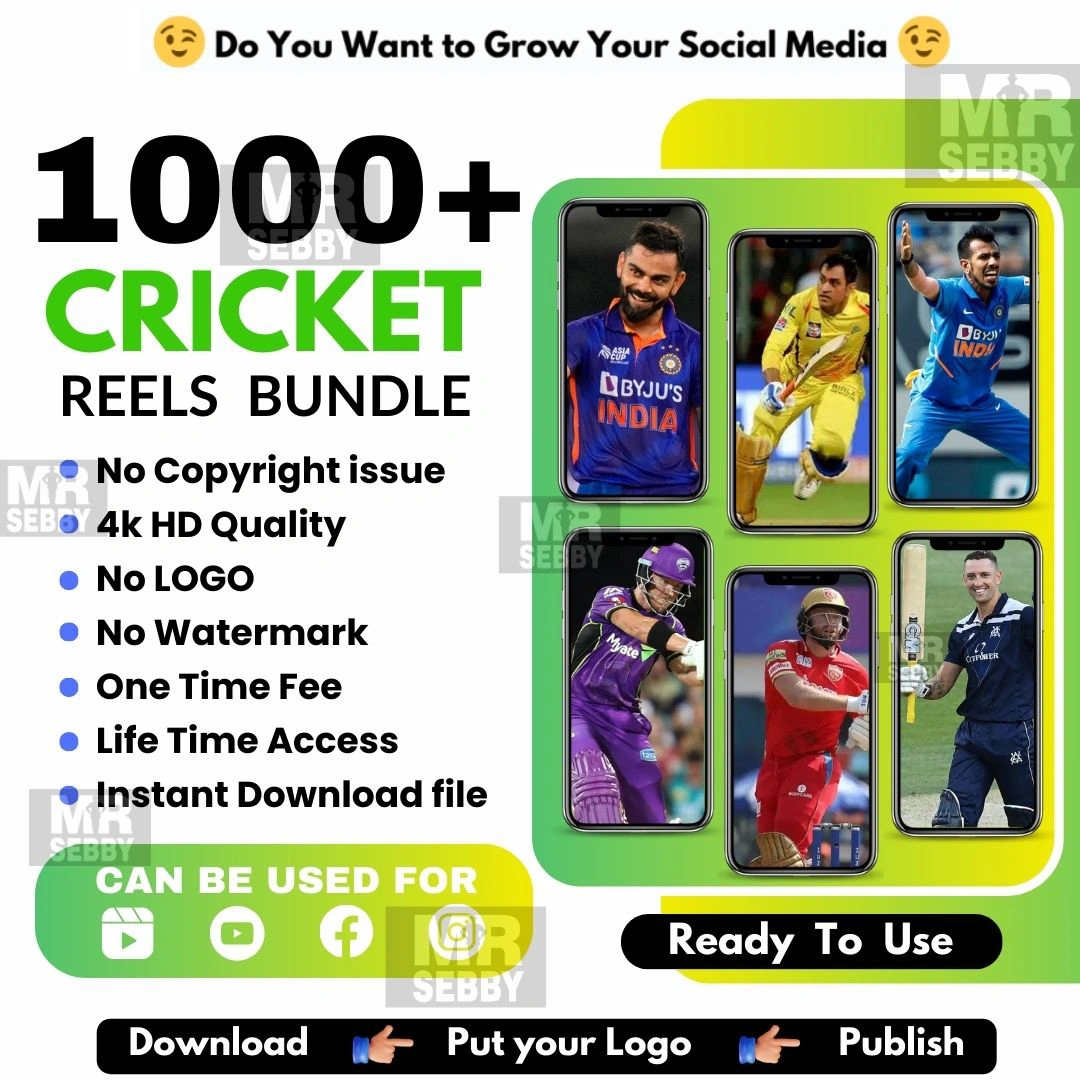 1000 Cricket Reels Bundle Instant Download Copyright free