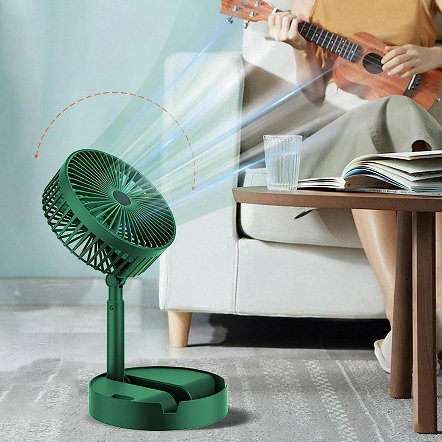 Telescopic Electric Desktop Fan, Height Adjustable, Foldable & Portable ...