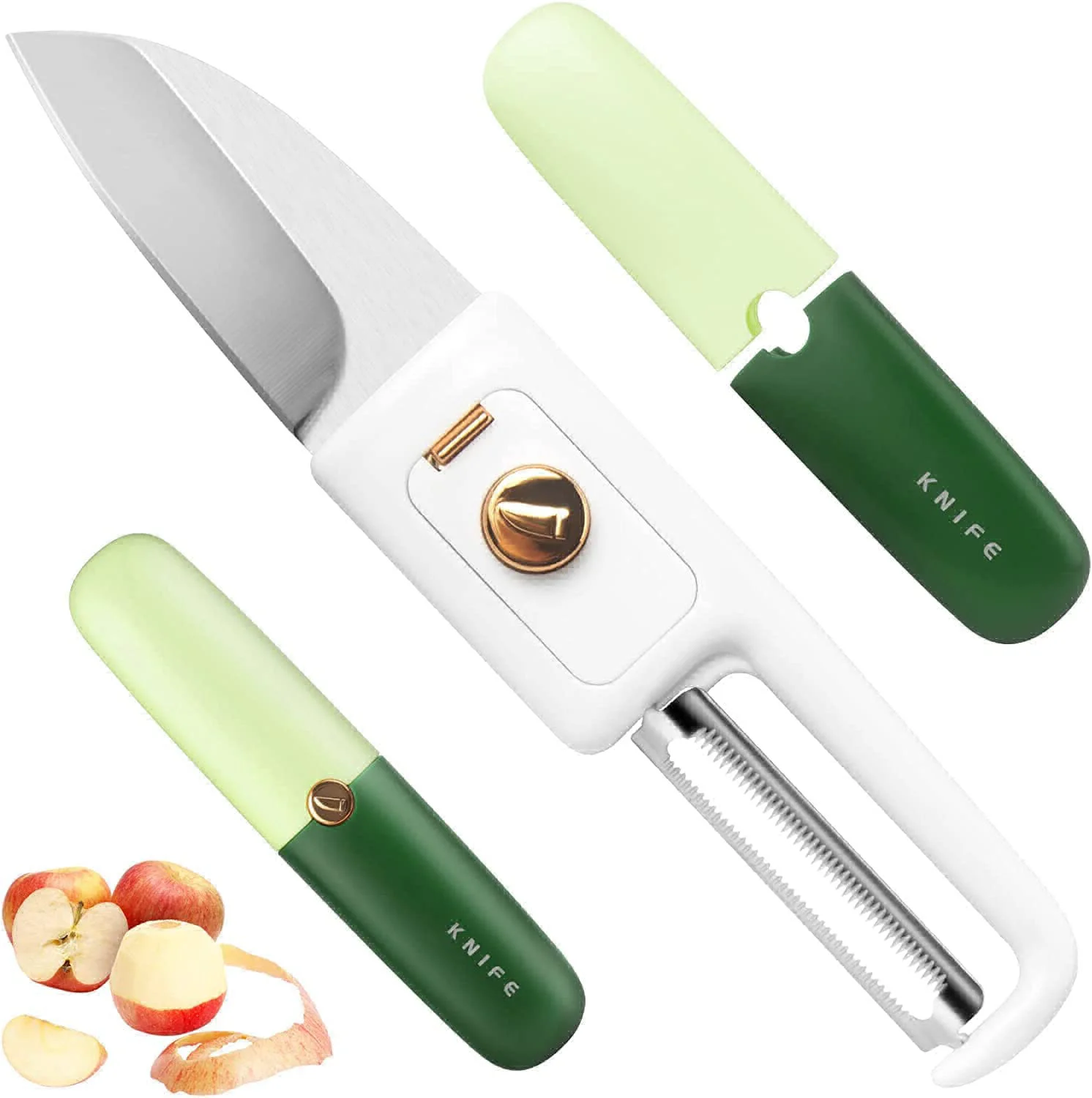 Dual Function Peeling Knife Set, 2 Pieces Knife Set, Portable Fruit ...