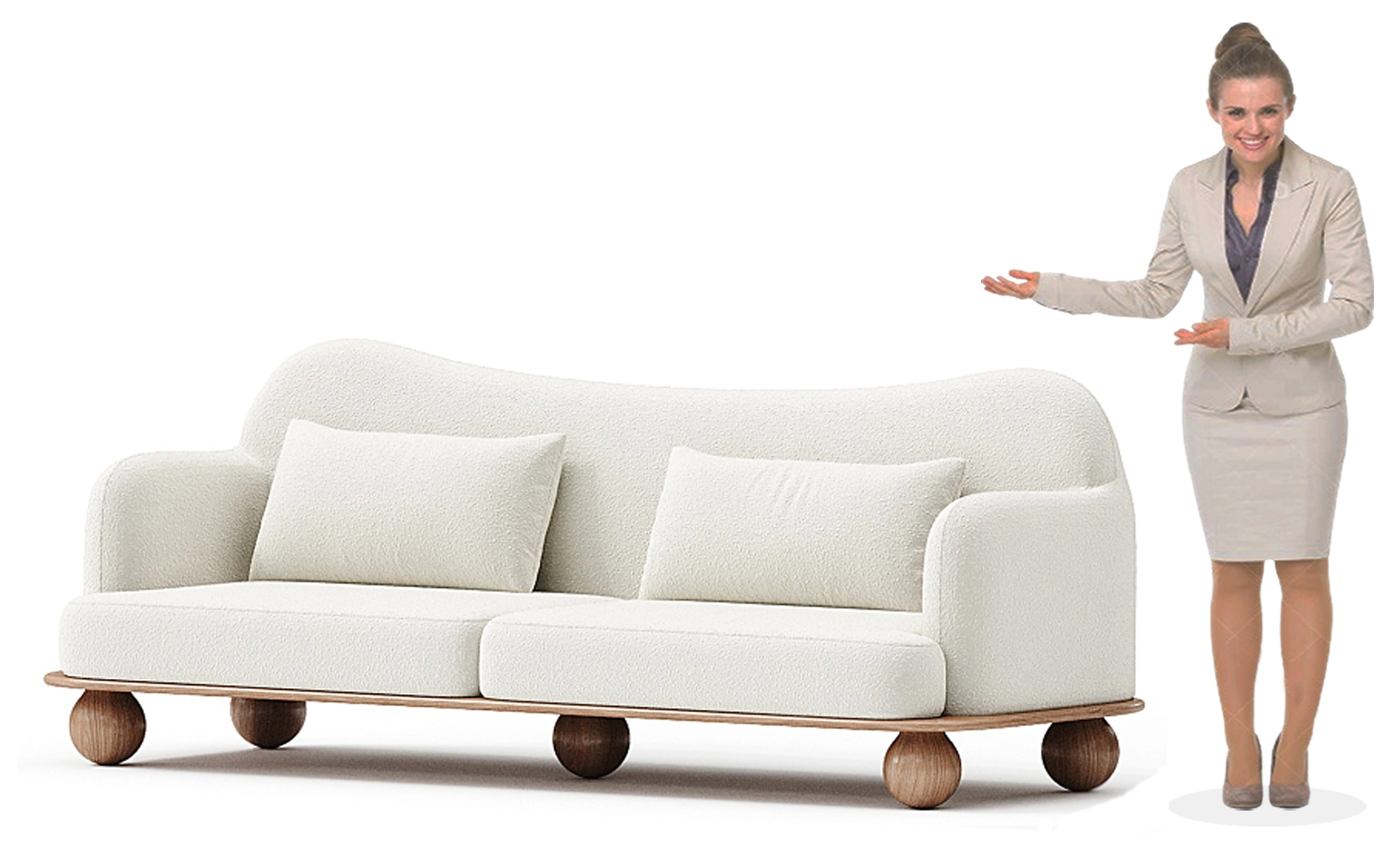 Ballegged Sofa | Luxury 3-Seater with Distinctive Ball Legs for Modern ...