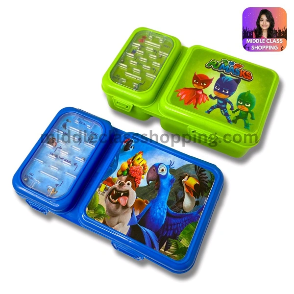 Kids Favourite Cute Cartoon Snacks Box With Mind Game (16.8×9.6cms) MC425