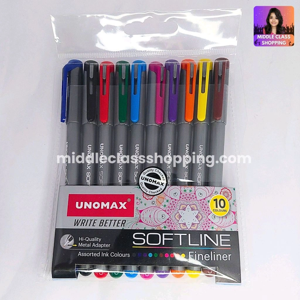 High Quality Unomax 10 in 1 Softline Fineliner Pens (10 colors) MC621