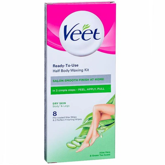 Veet Ready To Use Half Body Waxing Kit Dry Skin 8 Wax Strips