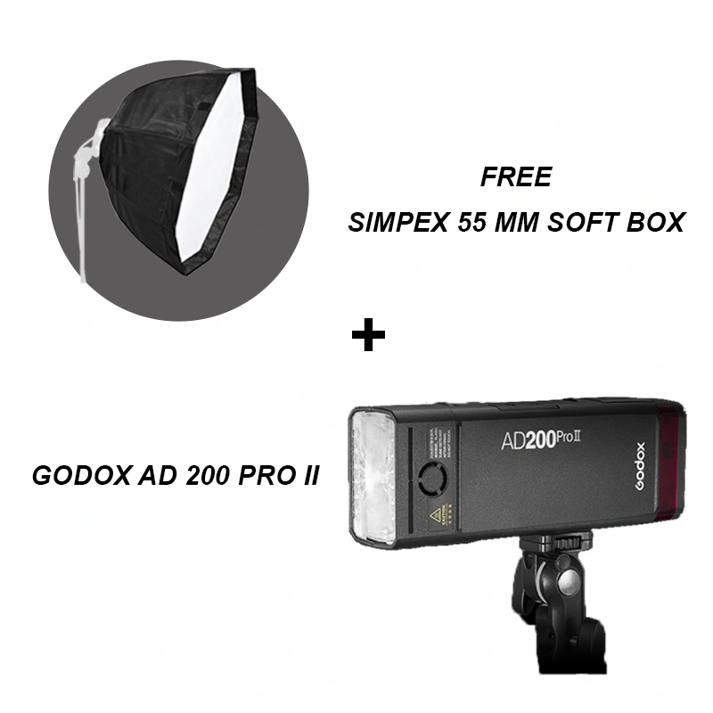Godox AD200 Pro II TTL Flash – 200Ws Portable Off-Camera Flash with HSS & Rechargeable Battery