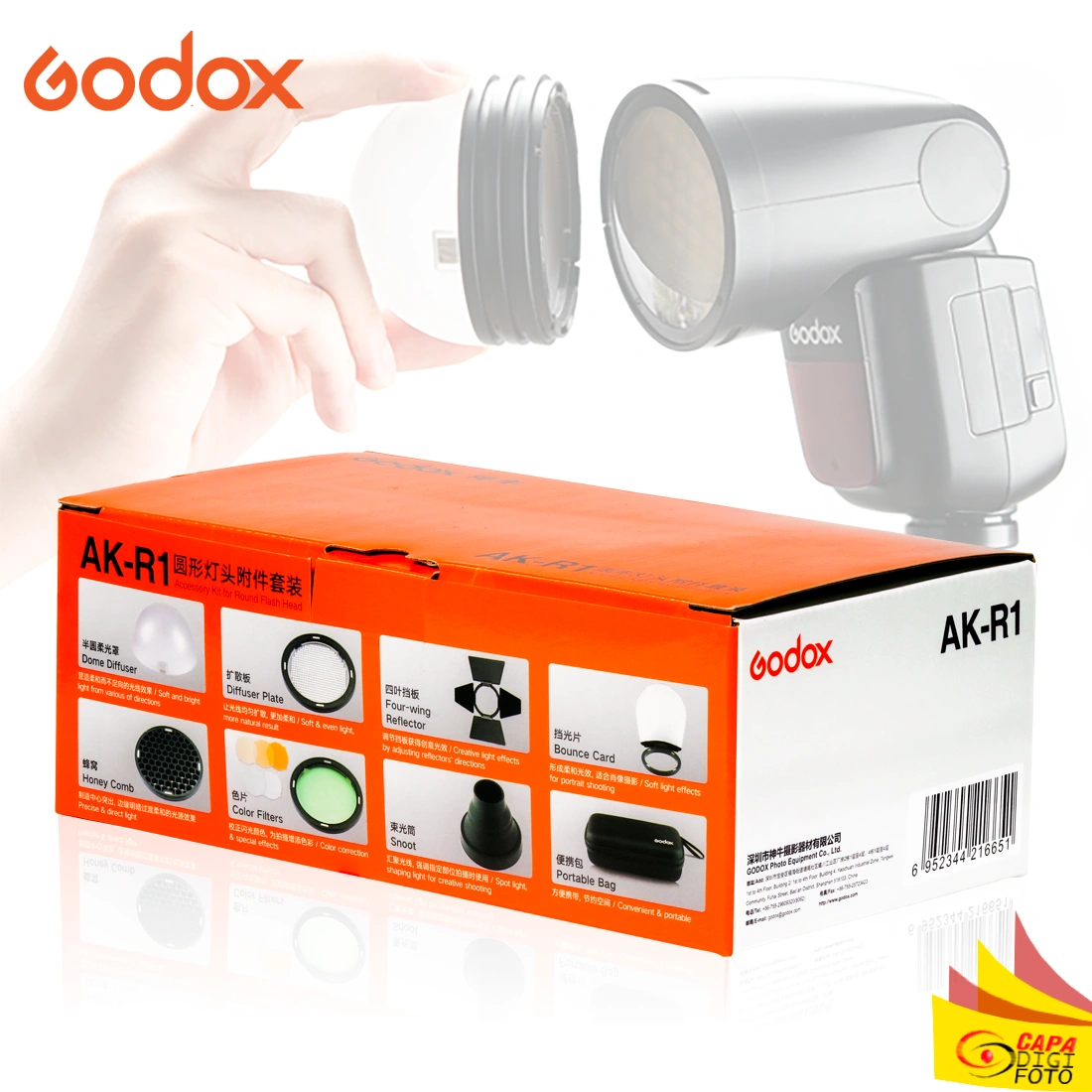 Godox AK‑R1 Round Head Accessory Kit – Magnetic Dome, Snoot, Honeycomb ...