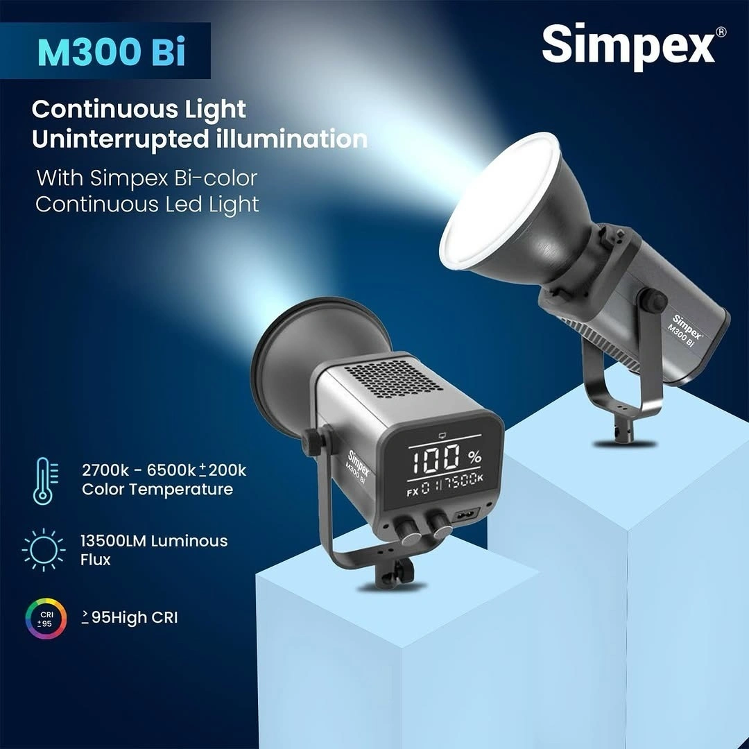 Simpex M 300 BI Continuous Video Light CRL 95 – 300W, 2700–6500K ...