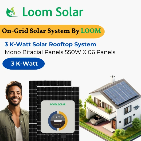 Loom Solar: 3Kw On-Grid DCR Mono Bifacial Solar Rooftop System for home ...