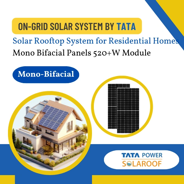 TATA Solar: On-Grid DCR Mono Bifacial Solar Rooftop System for home ...