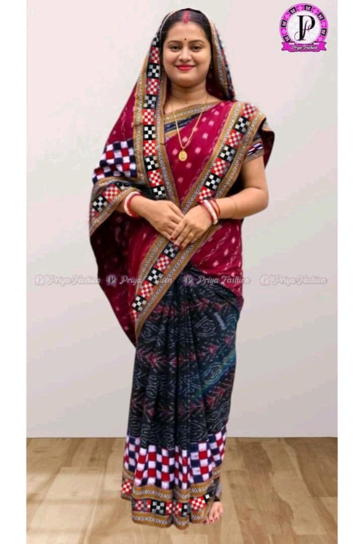 102367 Sambalpuri Handloom Cotton patchwork saree with Blause