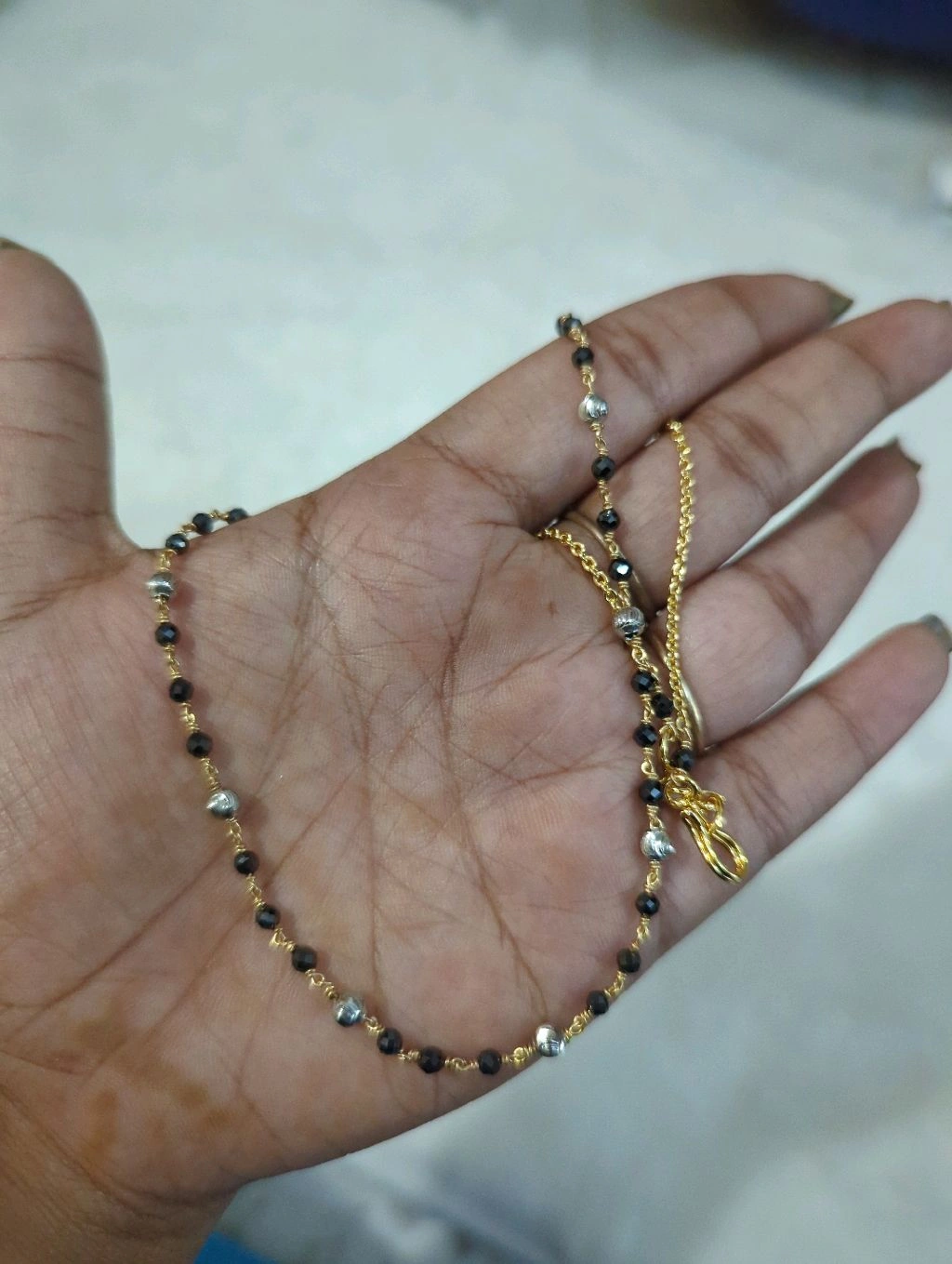 Black Diamond S Chain With Rodium Balls