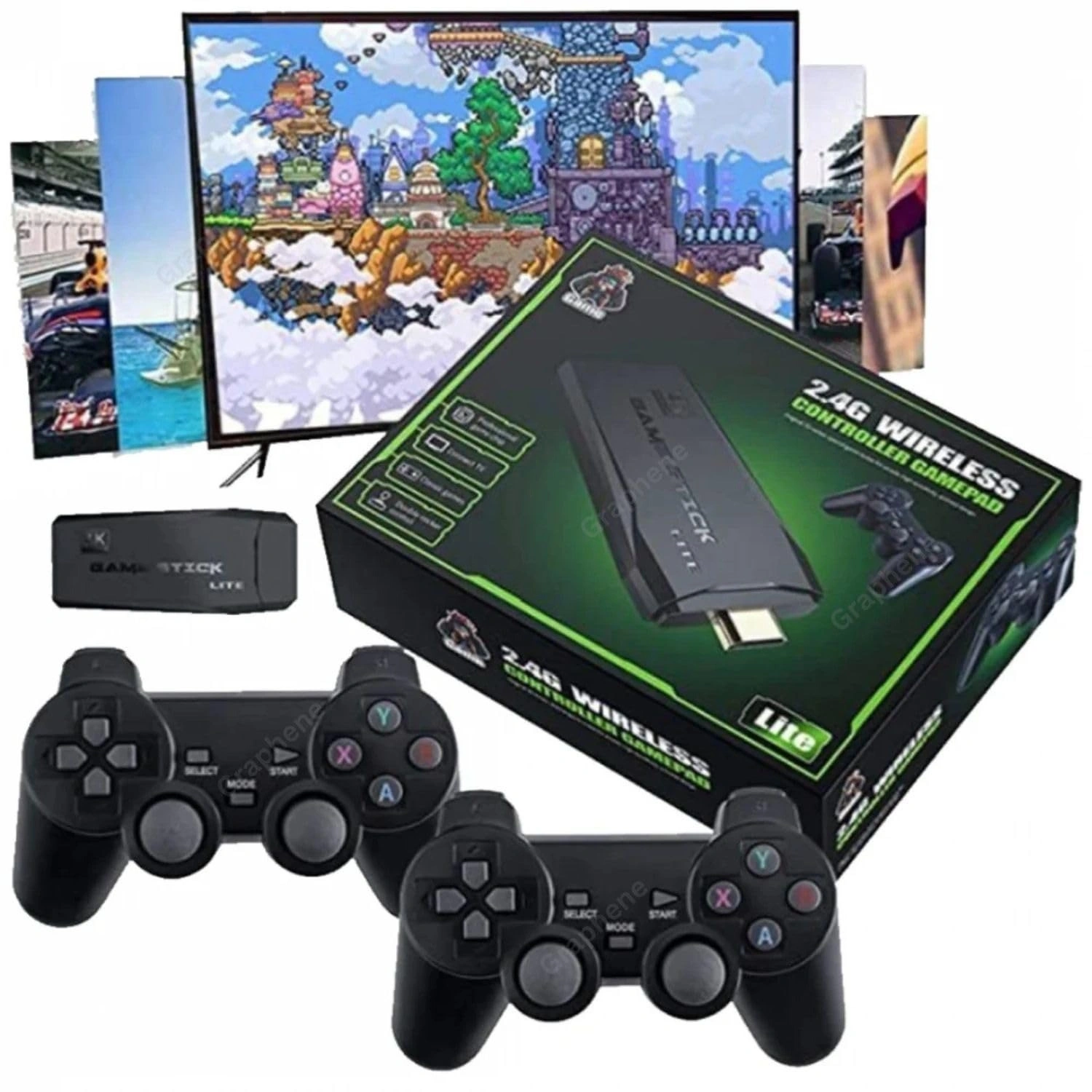 Game Stick Lite Video Game 2.4G Wireless Controllers Gamepad 64GB ...