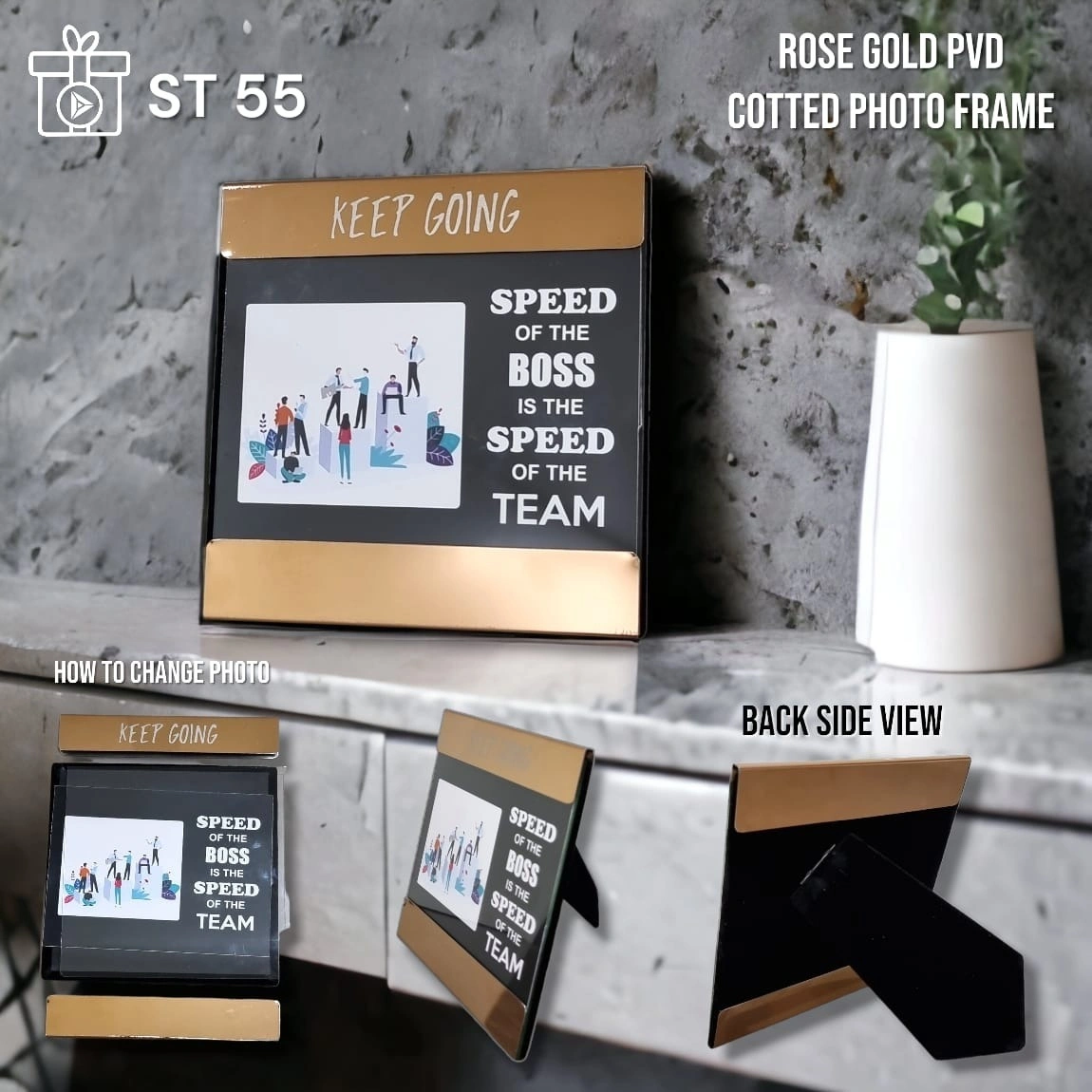 ST 55 Steel Rose Gold Photo Frame