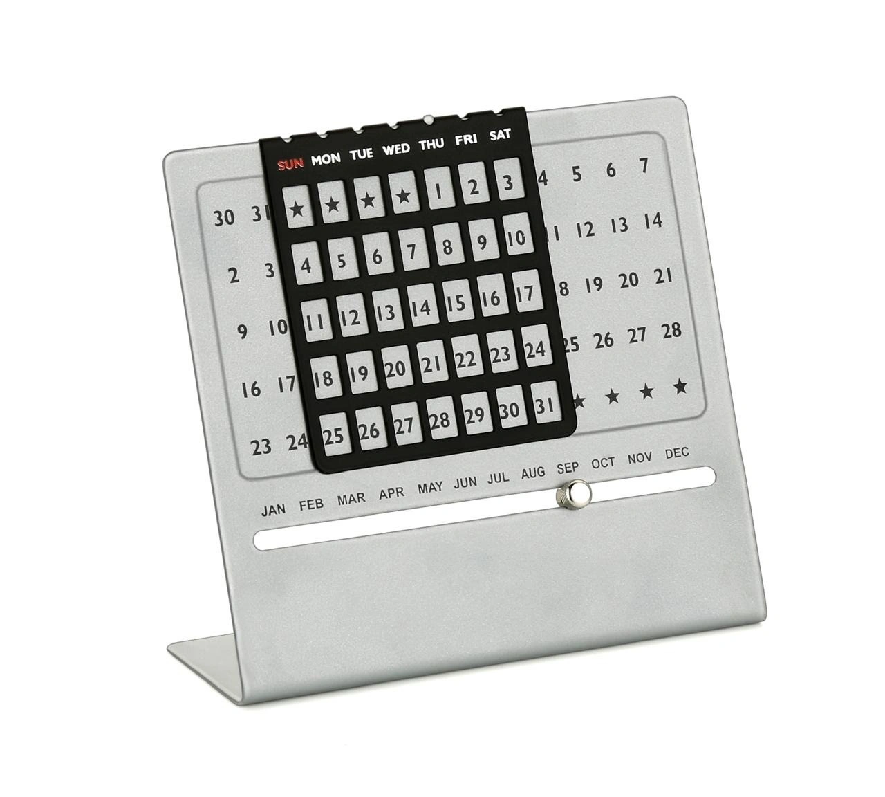 ST 87 Brush Steel Big Perpetual Table Calendar Sliding Moth Style