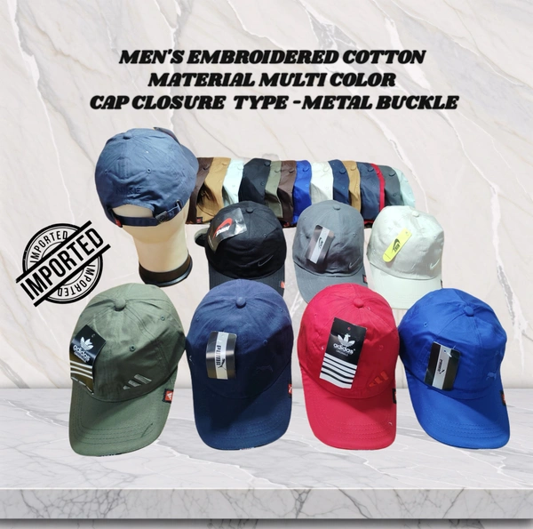 MEN'S EMBROIDERED COTTON MATARIAL MULTI COLOR CAP CLOSURE TYPE METAL BUCKLE