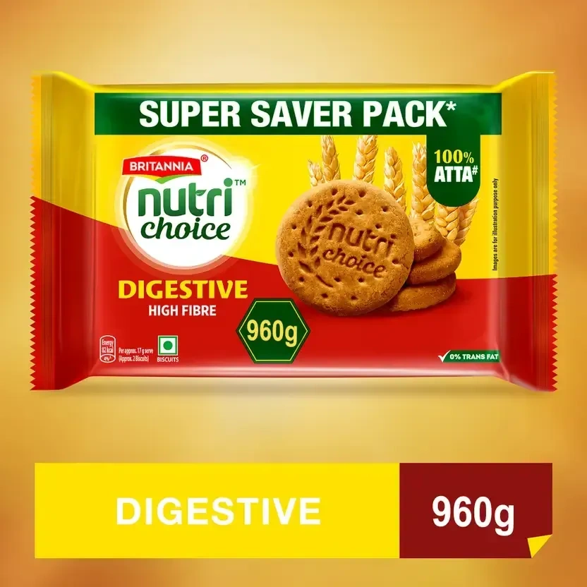 BRITANNIA Nutrichoice Digestive High Fiber Biscuit (5 x 192 g) 960g