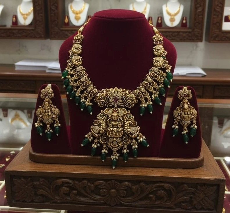 antique gold neck set